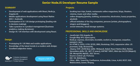 how node js developer resume should look like mobilunity