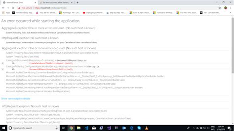 core an error occurred while starting the application stack