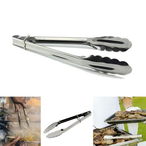 Utility Tongs 9 Stainless Steel Serving Tong Food Lock Bbq Kitchen