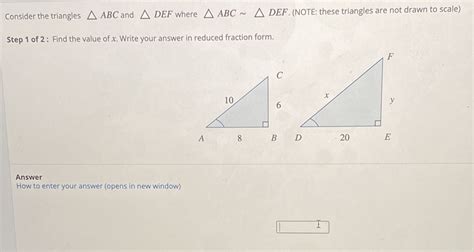 Solved Consider The Triangles Abc And Def Where Abcsim Def Note