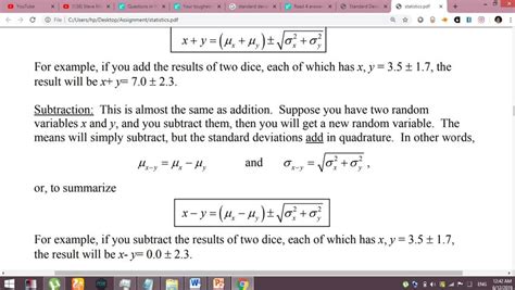 how do you calculate the standard deviations when subtracting two means