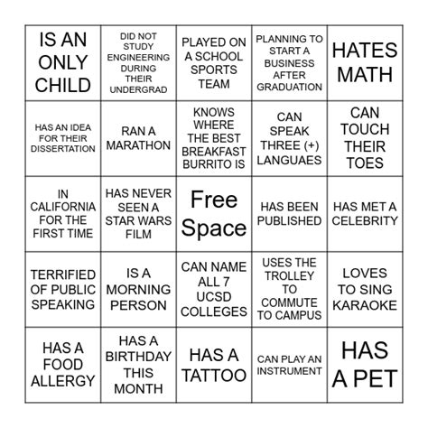 Mats Ice Breaker Bingo Card