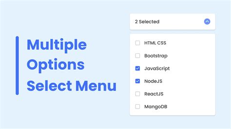 multiple options select menu in html css and javascript