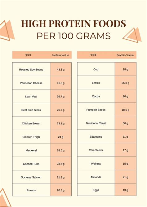 100 High Protein Foods Reference Chart In Illustrator Pdf Download