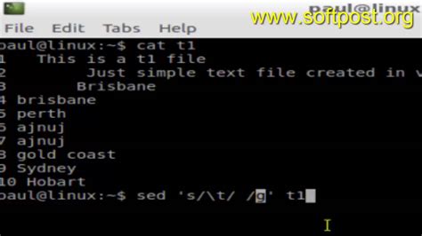 how to replace all tabs by spaces in a file in unix youtube