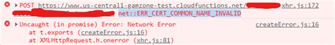 reactjs post request error net err cert common name