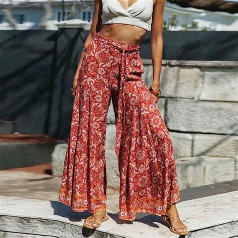 Elastic High Waist Wide Leg Floral Summer Pants Chicbohostyle Chic
