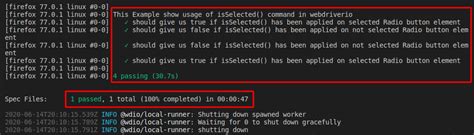 webdriverio isselected command qafox