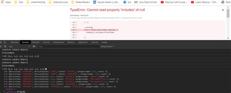 javascript filter not working on object with null value in react