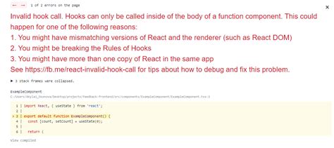 reactjs invalid hook call hooks can only be called