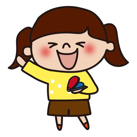 カスタネットをたたく子供（女の子）の無料 フリー イラスト かわいい手描きの無料素材「てがきっず」保育園・小学校・介護施設にぴったりの