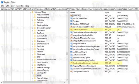 disable show definitions inline in microsoft edge