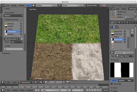 texturing texture splatting mix multiple 4 textures blender
