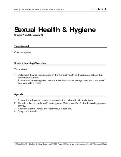 sexual health and hygiene lesson plan for 7th 8th grade lesson planet