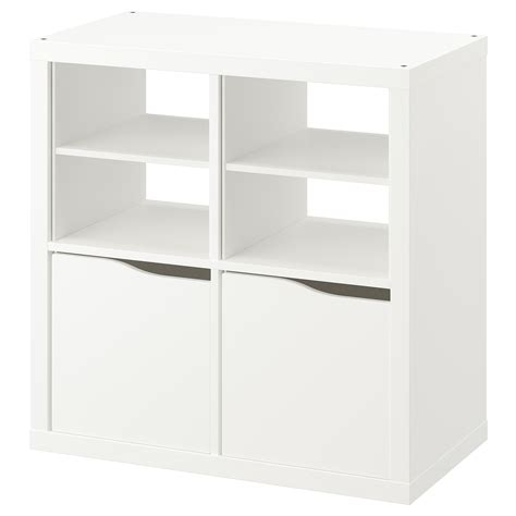 Kallax Shelving Unit With 2 Doors Wave Shaped White 77x77 Cm Ikea Latvija