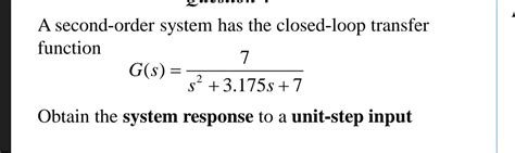 solved a second order system has the closed loop transfer