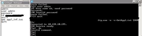 batch file ftp script windows invalid command character
