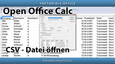 csv datei importieren öffnen openoffice calc toptorials