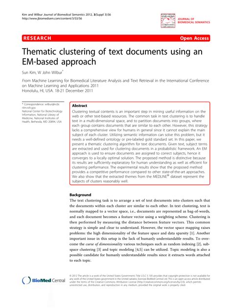 pdf thematic clustering of text documents using an em based approach