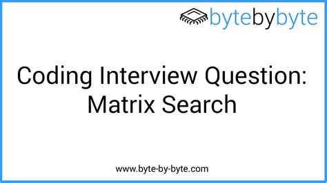 interview question matrix search youtube