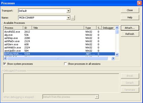 debugging windows services in c and