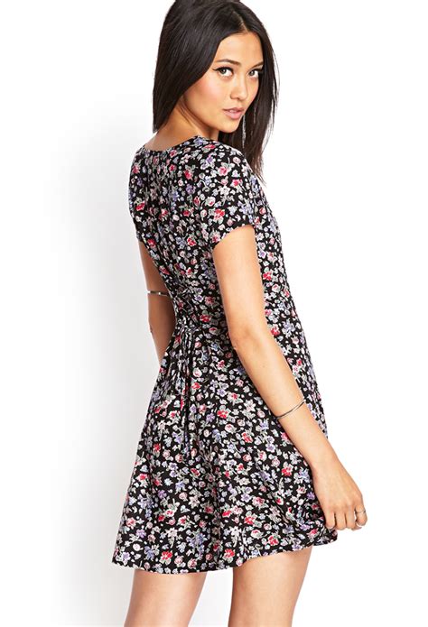 Forever 21 Ditsy Floral Buttoned Dress Lyst