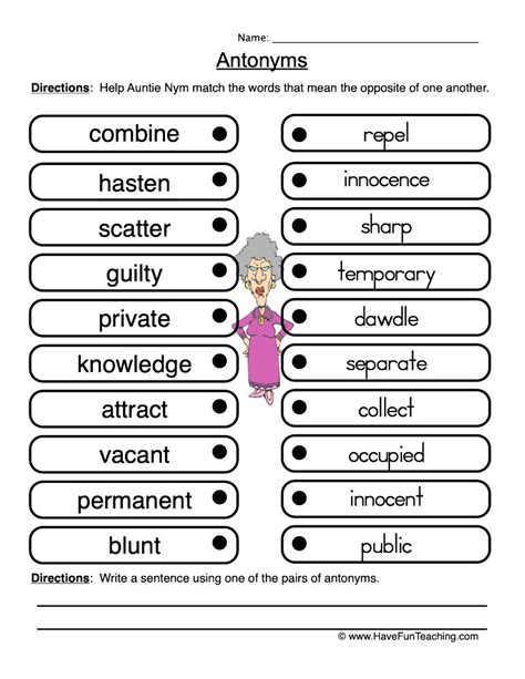 Antonyms Pairs Worksheet By Teach Simple