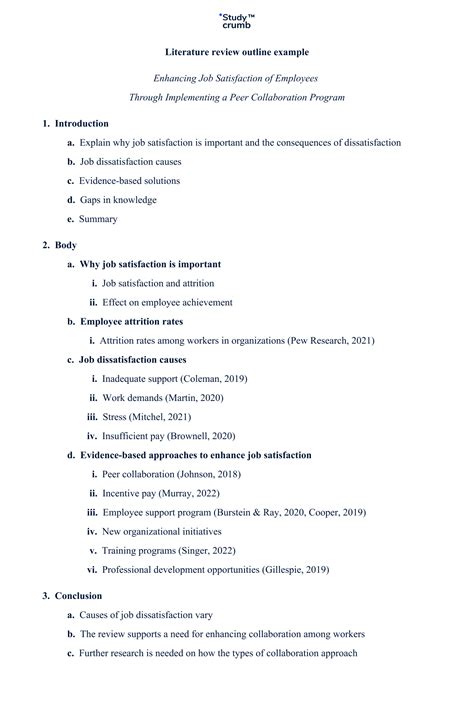 How To Write A Literature Review Outline