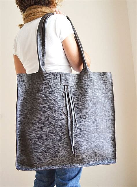 Items Similar To Dark Brown Leather Extra Large Handmade Tote Bag