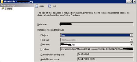 shrinking transaction logs in mssql 2005 jordansphere