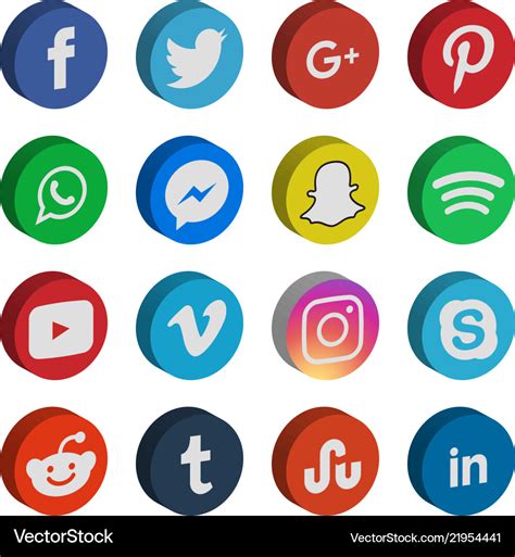 3d Collection Of Social Media Icon Template Vector Image