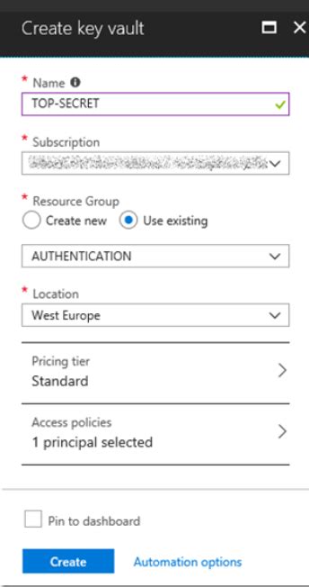 create an azure key vault and secret the best c