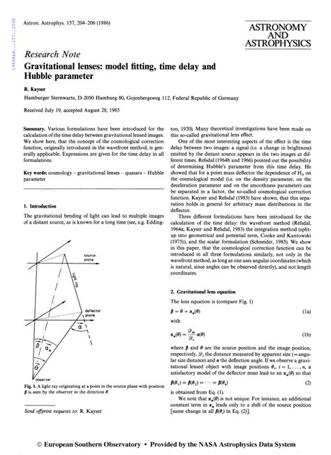 Pdf Gravitational Lenses Model Fitting Time Delay And Hubble Parameter