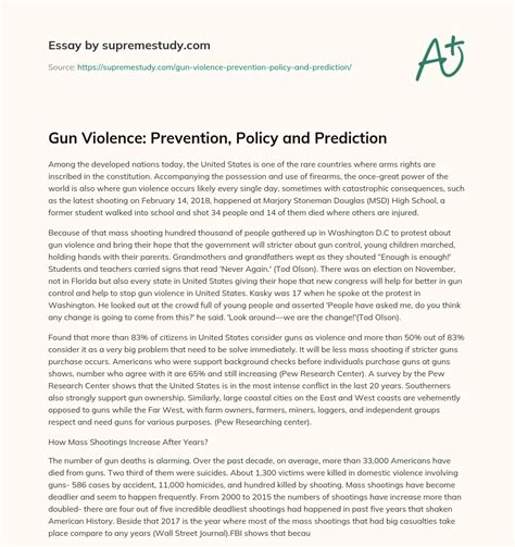Gun Violence Prevention Policy And Prediction Free Essay Example