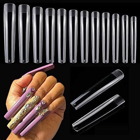 Addfavor 4xl Square Nail Tips Extra Long Clear Half Cover