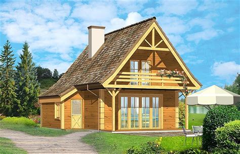 Projekt Domu Chatka Drewniana 67 95 M2 Koszt Budowy 72 Tys Zł Extradom