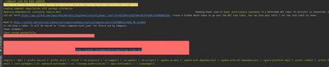 php installation failed reverting composer json to its original