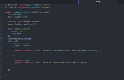error al regresar datos desde php a javascript