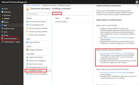 use private and public key certificates in microsoft intune azure