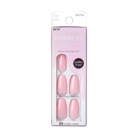 Kiss Impress No Glue Mani Press On Nails Color Pink