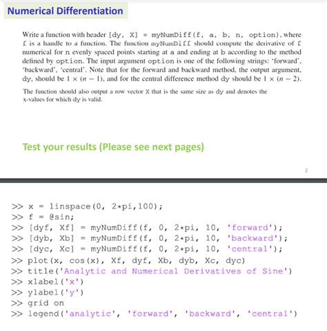 solved numerical differentiation write a function with