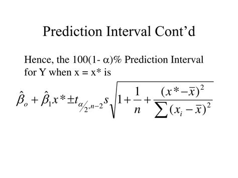 prediction interval formula true price prediction
