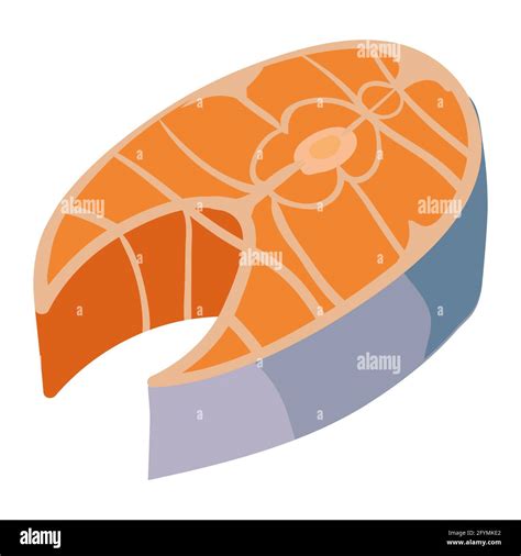 Salmon Piece Slice Natural Healthy Organic Nutrition Product Vector