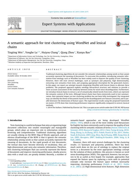 pdf a semantic approach for text clustering using wordnet and lexical