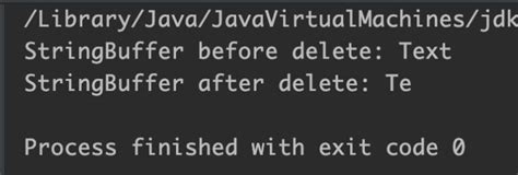 java stringbuffer deletecharat method with examples