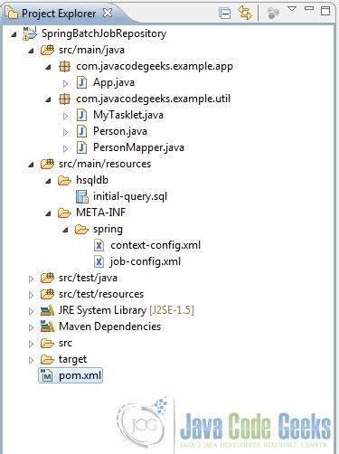 spring batch jobrepository example examples java code
