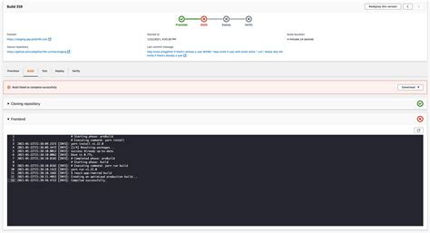 frontend build failing with no debug output · issue 1481 · aws amplify