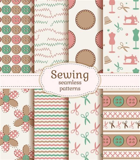 Premium Vector Sewing And Needlework Seamless Patterns Vector Set