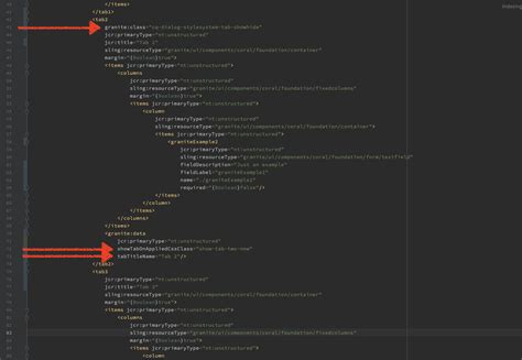 aem touch ui show hide tabs by style system configuration sourced code
