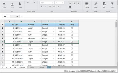 flexsheet an excel like spreadsheet control componentone